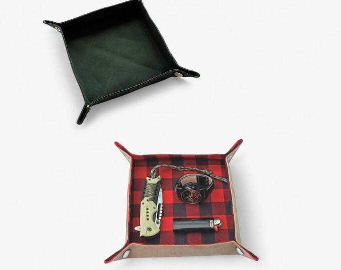 Waxed Canvas Travel Tray Set: Vintage Fabric Lining, Snap Pouches - Etsy