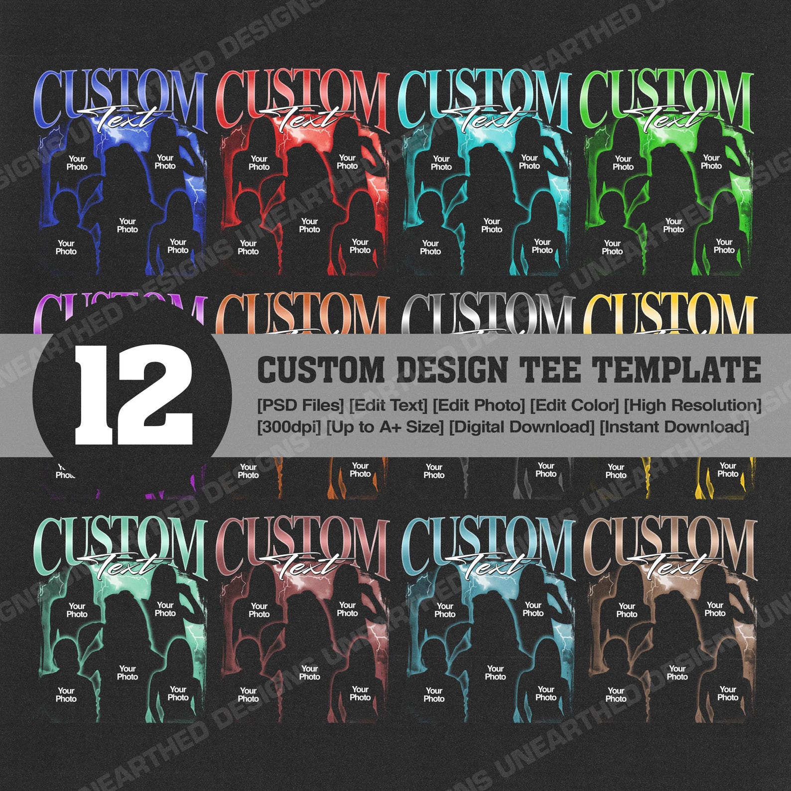12 Editable Rap Bootleg PSD Template, Custom Rap Tee Template, Custom ...