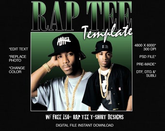 Rap Tee Bootleg Template, Rap Tee T-shirt Design, 90s Bootleg, Vintage ...