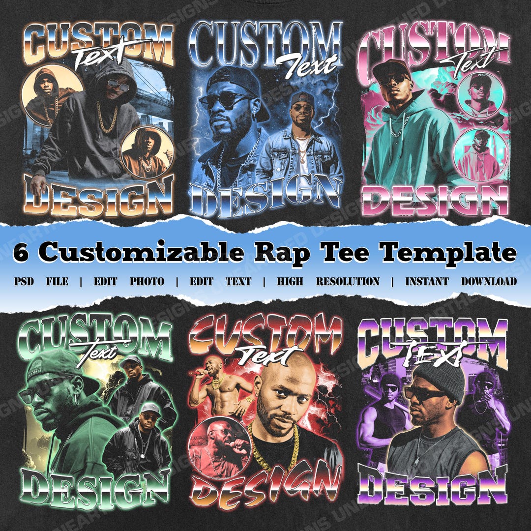 Rap Tee Template, Rap Bootleg Template, Editable Rap Tee, Custom Rap ...
