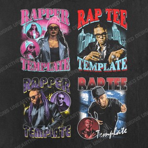 12 Editable Rap Bootleg PSD Template, Custom Rap Tee Template, Custom ...