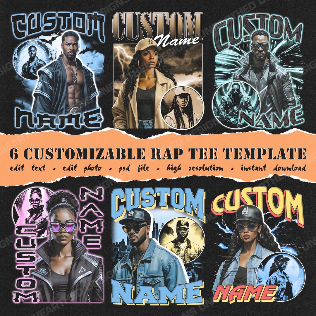 Rap Tee Template, Rap Tee T-shirt Design, Vintage Bootleg, 90s Bootleg ...