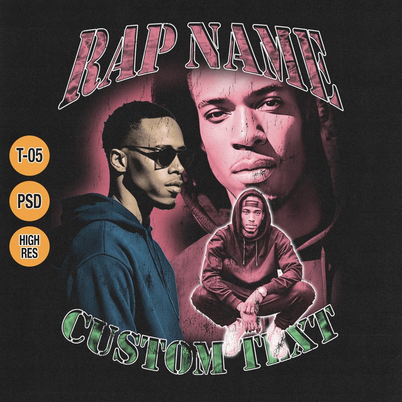 Rap Tee Bootleg Template, Rap Tee T-shirt Design, 90s Bootleg, Vintage ...