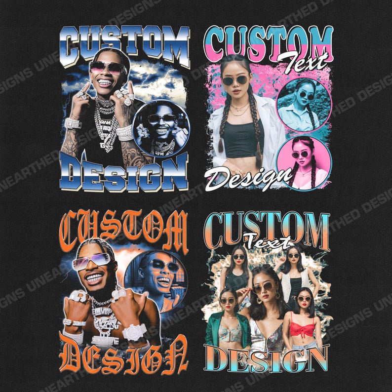 12 Editable Custom Rap Tee Template, Rap Bootleg PSD Template, Custom ...