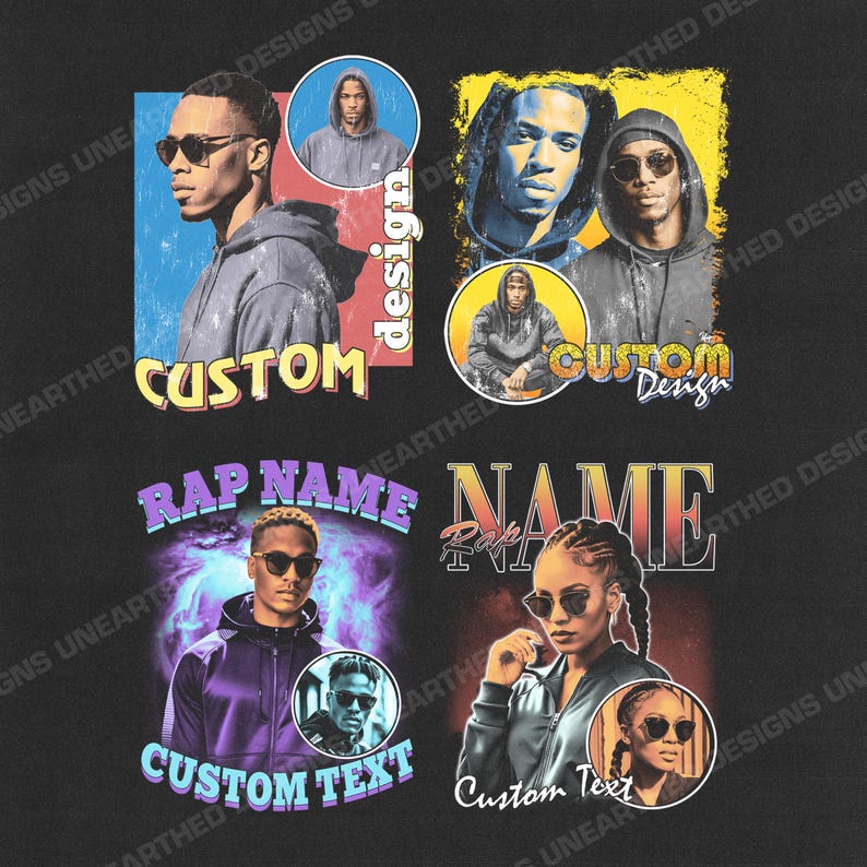 12 Editable Rap Bootleg PSD Template, Custom Rap Tee Template, Custom ...