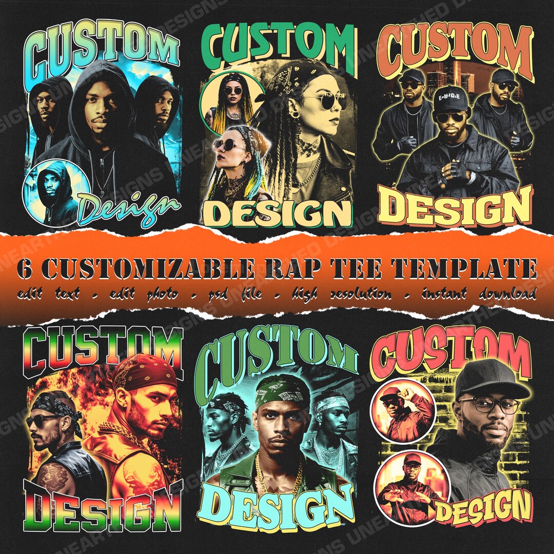 Rap Tee Template, Rap Bootleg Template, Editable Rap Tee, Custom Rap ...