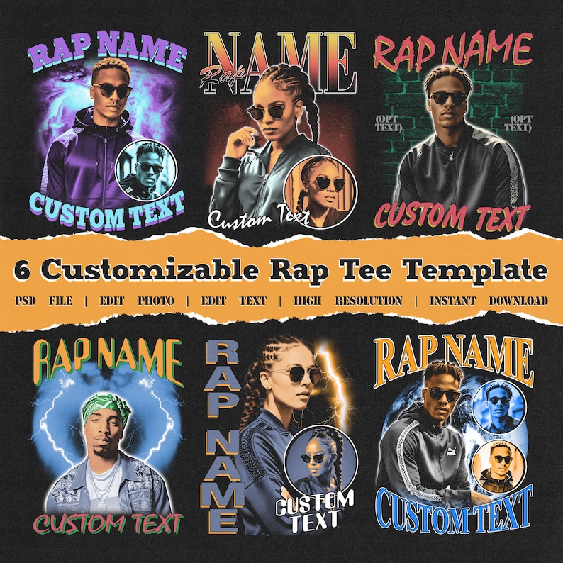 Rap Tee Template, Bootleg Design, 90s Design, Tshirt Design, Graphic ...