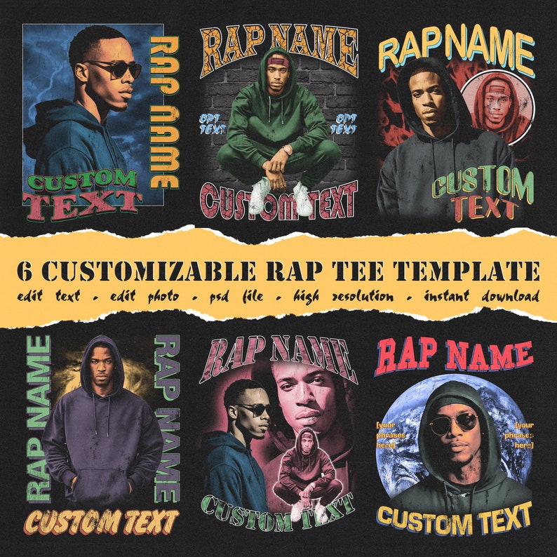 Rap Tee Bootleg Template, Rap Tee T-shirt Design, 90s Bootleg, Vintage ...