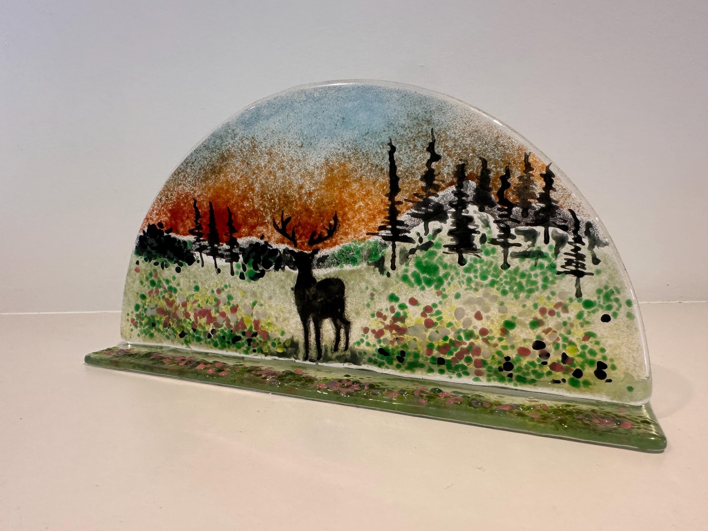 Fused Glass HIGHLAND STAG Landscape - Etsy