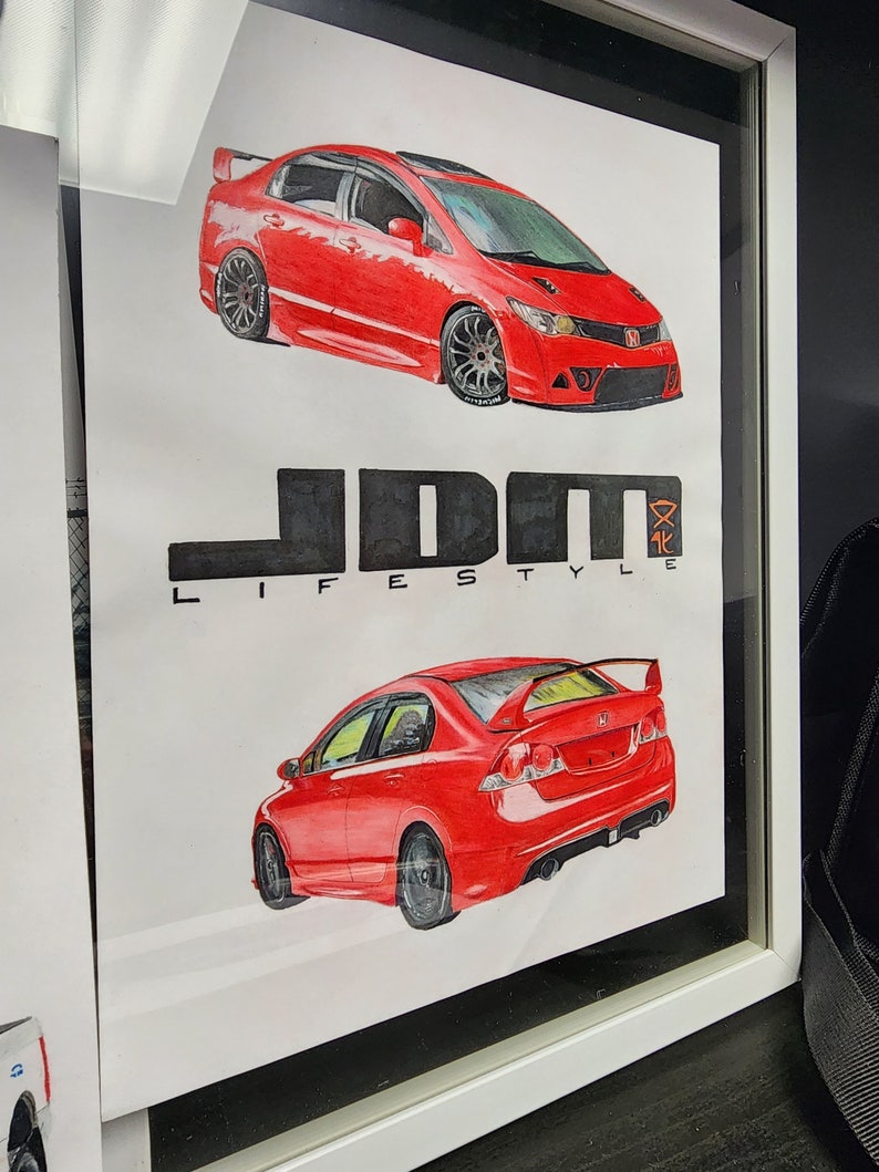 Evo 8 Hand Drawing Hand Drawn Auto Art Cars Trucks - Etsy