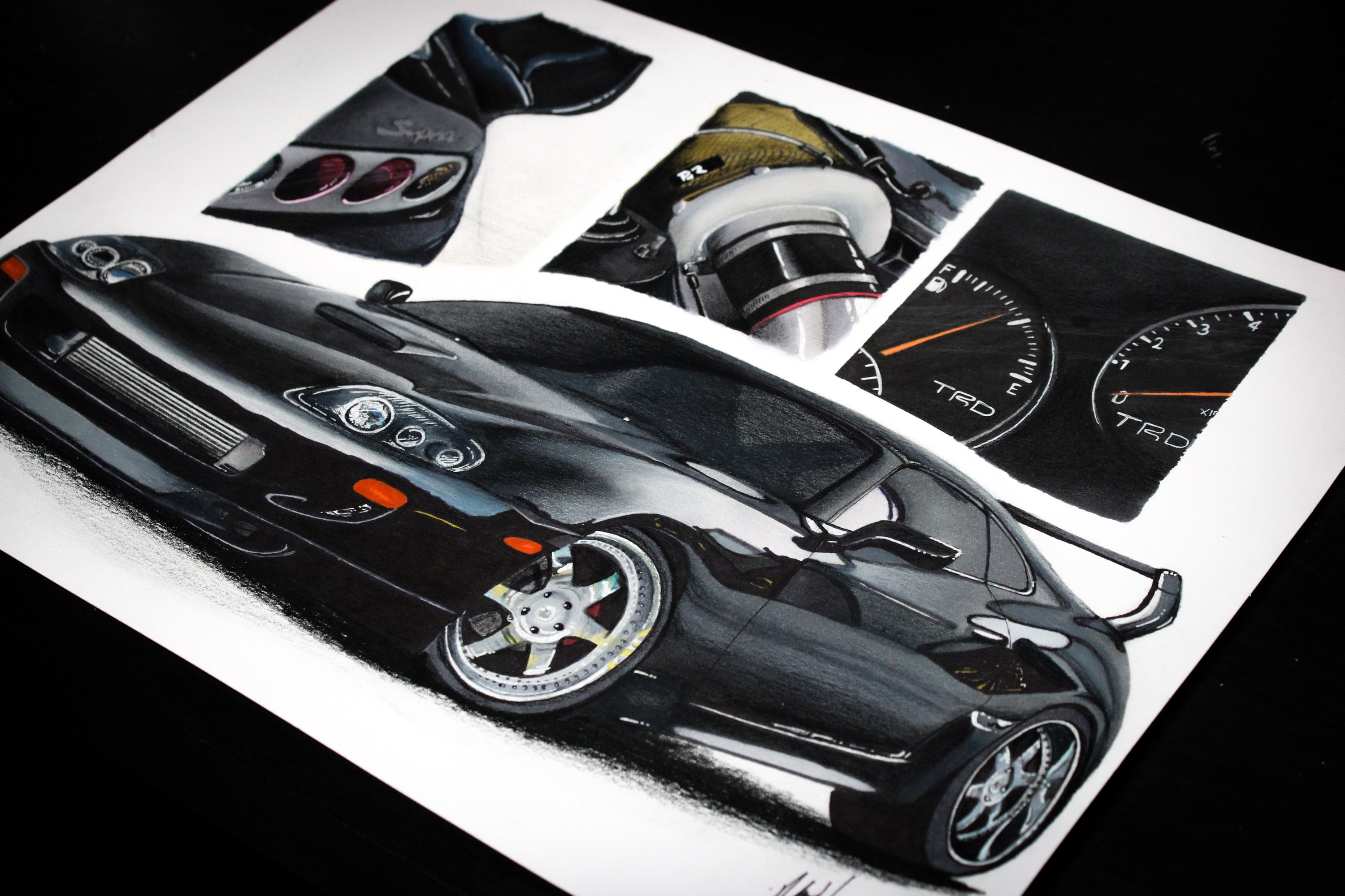Toyota Supra Mk4 Hand Drawn Auto Art Cars Trucks - Etsy UK