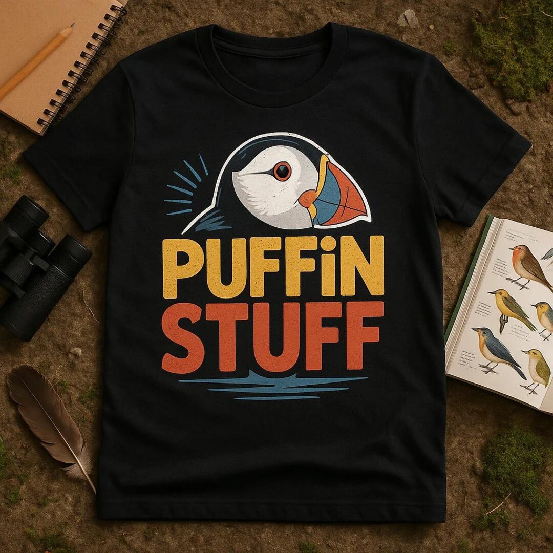 PUFFIN STUFF Pop Art Bird Watching T-shirt, Unisex Graphic Tee for Bird ...
