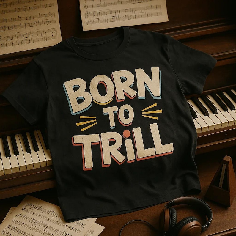 BORN TO TRILL Cartoon Pop Piano T-shirt, Music Lover Shirt, Funny ...