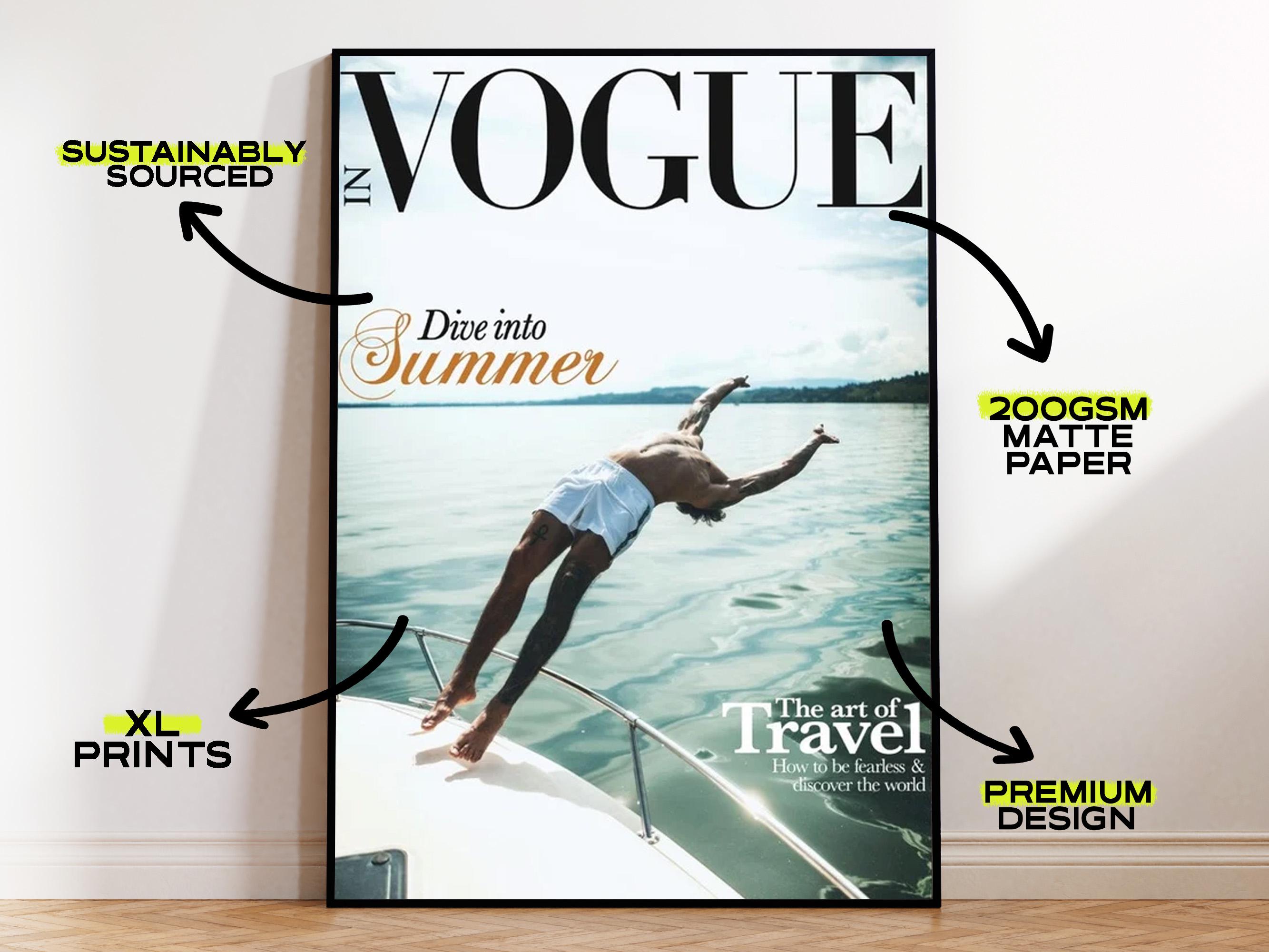 Vogue Magazine Summer Wall Art Green Ocean Retro Travel Fashion Print ...