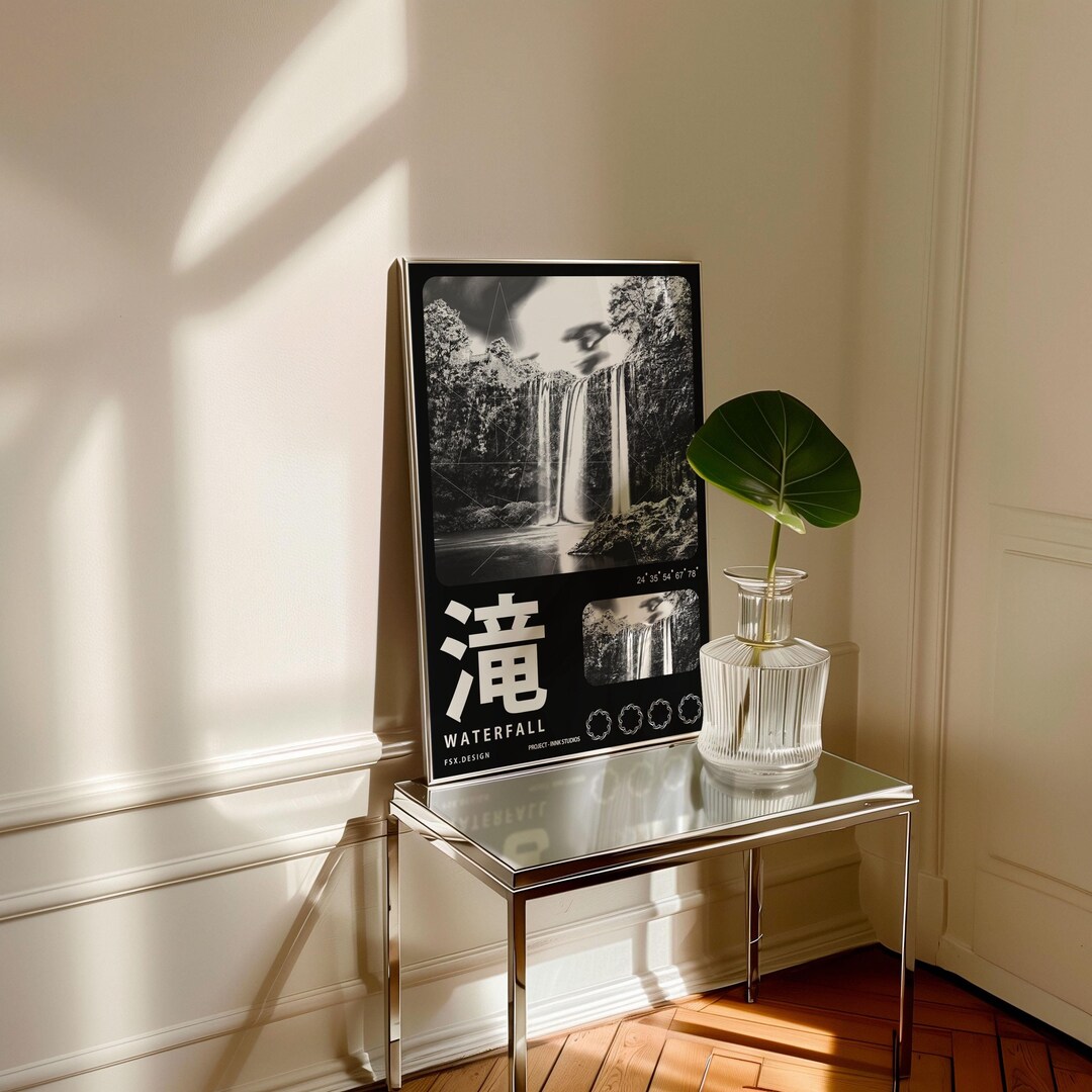 INNK X Fsx.design Japanese Calligraphy Waterfall Poster, Black and ...