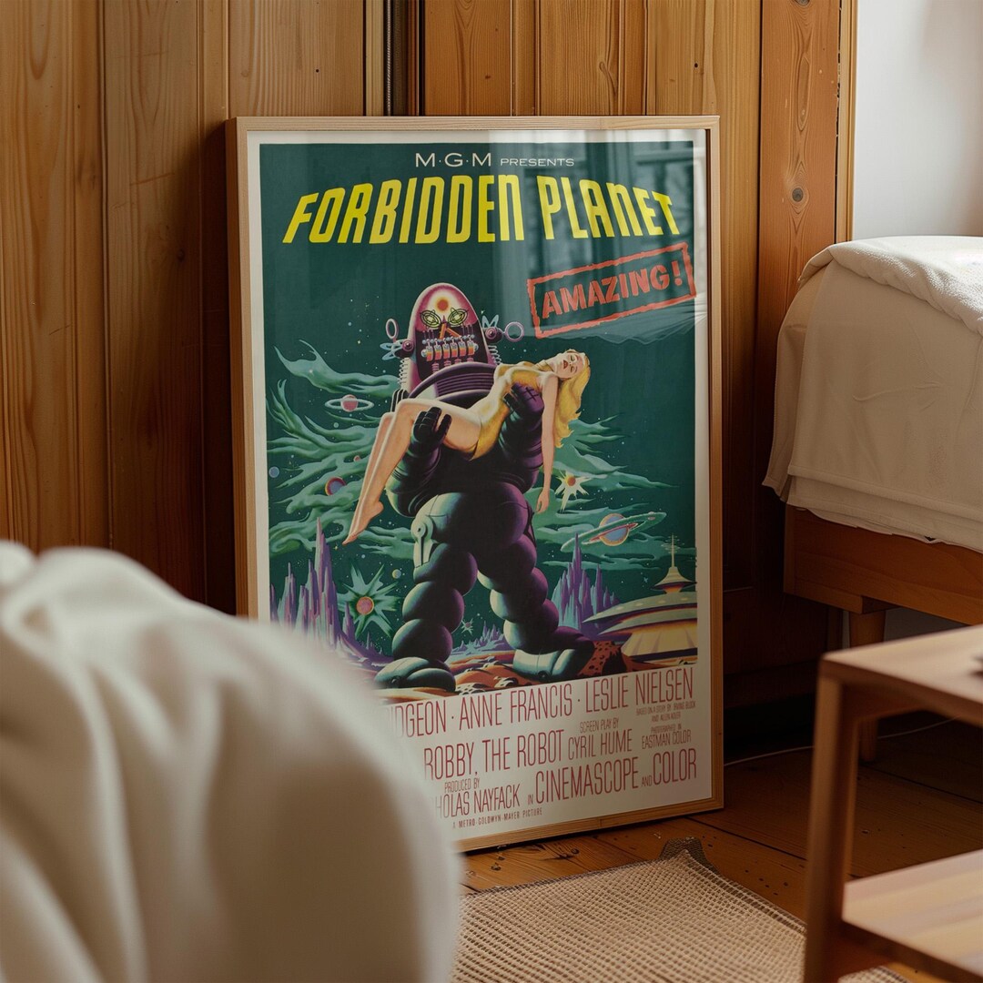 Forbidden Planet Movie Poster, Vintage Sci-fi Print, Retro Film Art ...