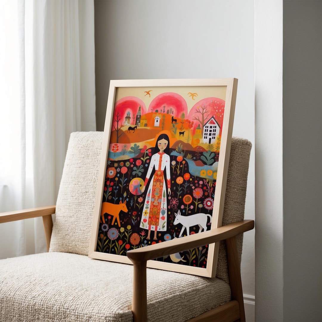 Colourful Russian Folk Art Illustration, Traditional Slavic Art Print ...