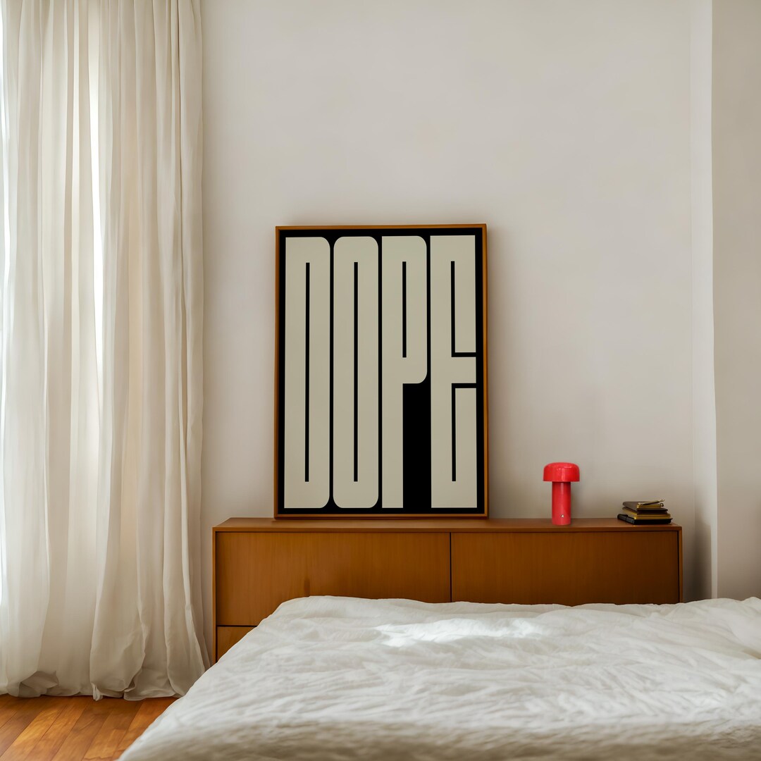 DOPE Minimal Typography Poster Wall Art, Clean Black and White Text Art ...