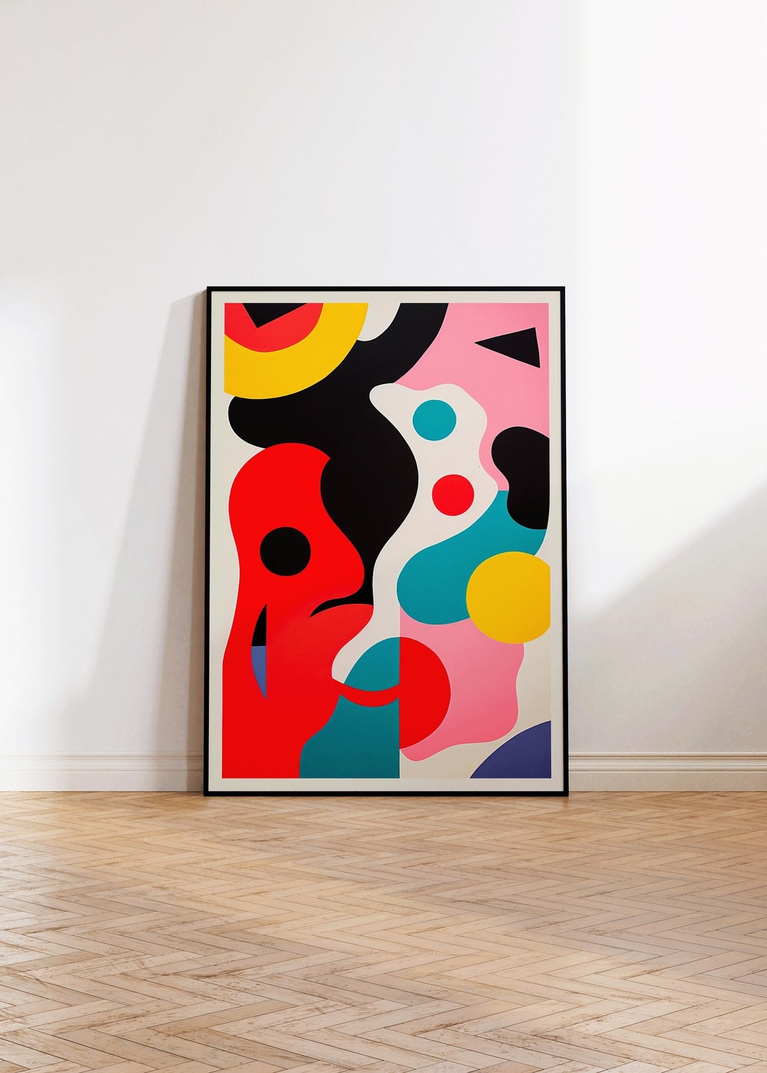 Retro 90's Abstract Pastel Wall Art Red Yellow Vintage Playful ...