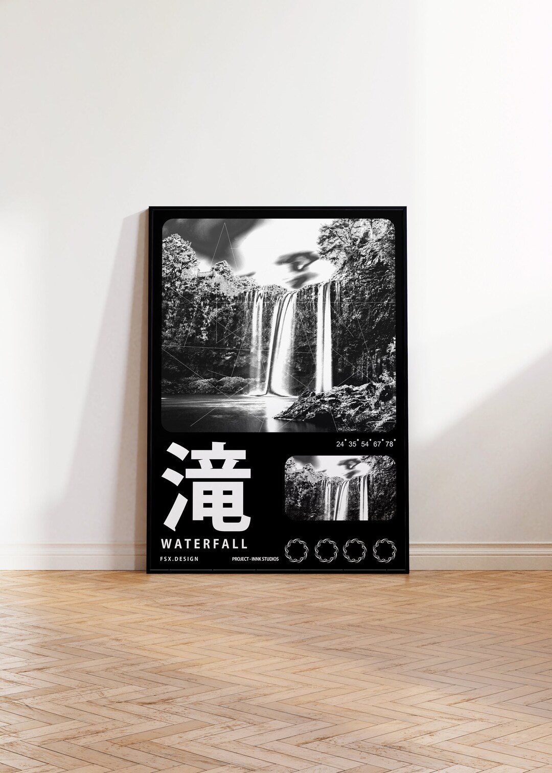 INNK X Fsx.design Japanese Calligraphy Waterfall Poster Black and White ...
