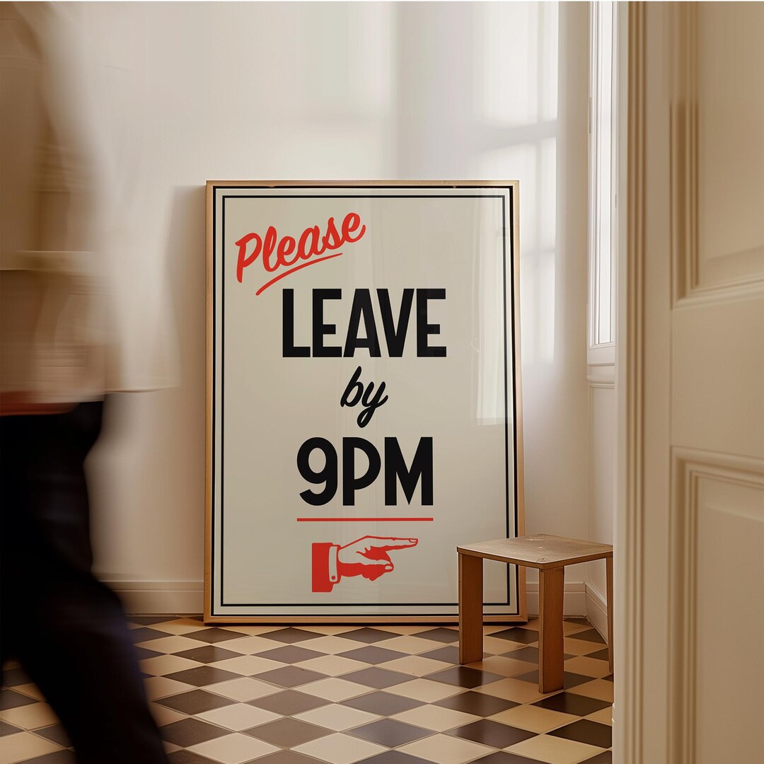 Please Leave by 9PM Print, Funny Retro Wall Art, Mid Century Modern ...