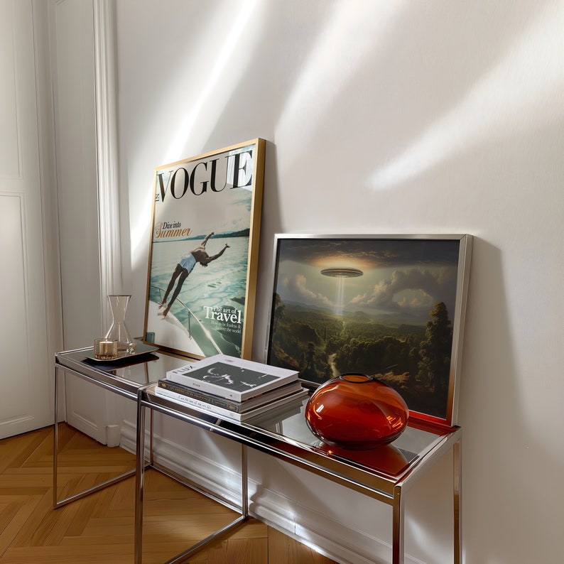 Vogue Magazine Summer Wall Art Green Ocean Retro Travel Fashion Print ...