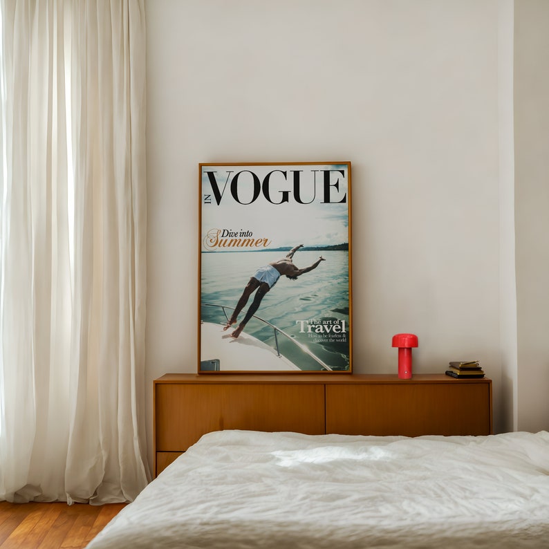 Vogue Magazine Summer Wall Art Green Ocean Retro Travel Fashion Print ...