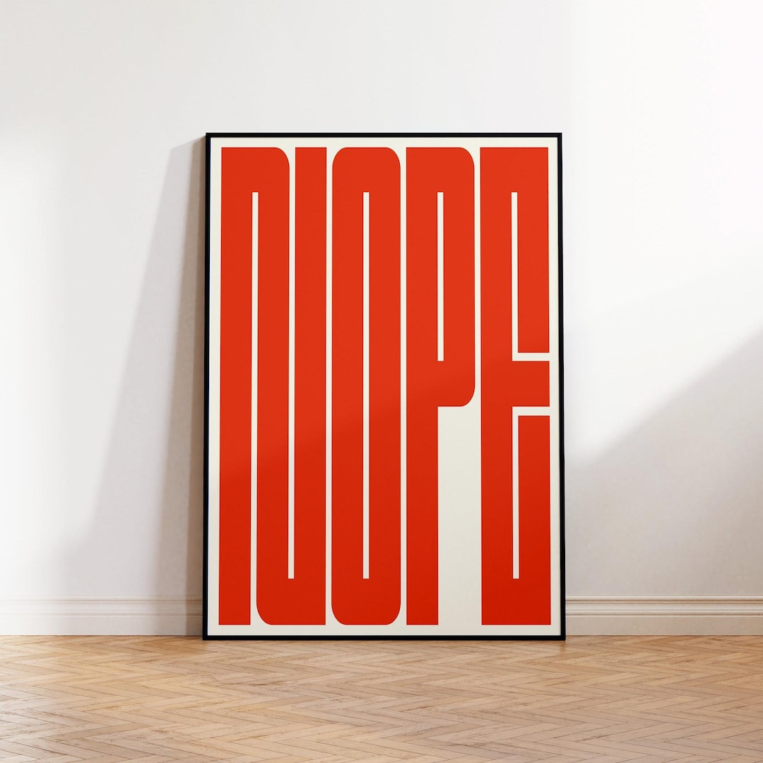 Nope Graphic Typography Poster Wall Art, Clean Text Art Graphic Design ...