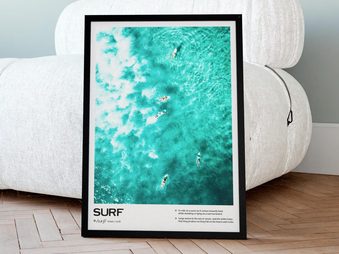 Surf Definition Poster, Blue Surfing Wall Art, Minimal Ocean ...