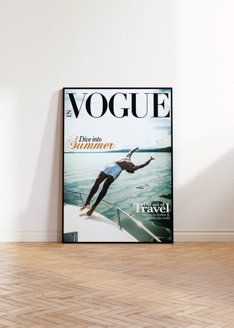 Vogue Magazine Summer Wall Art Green Ocean Retro Travel Fashion Print ...