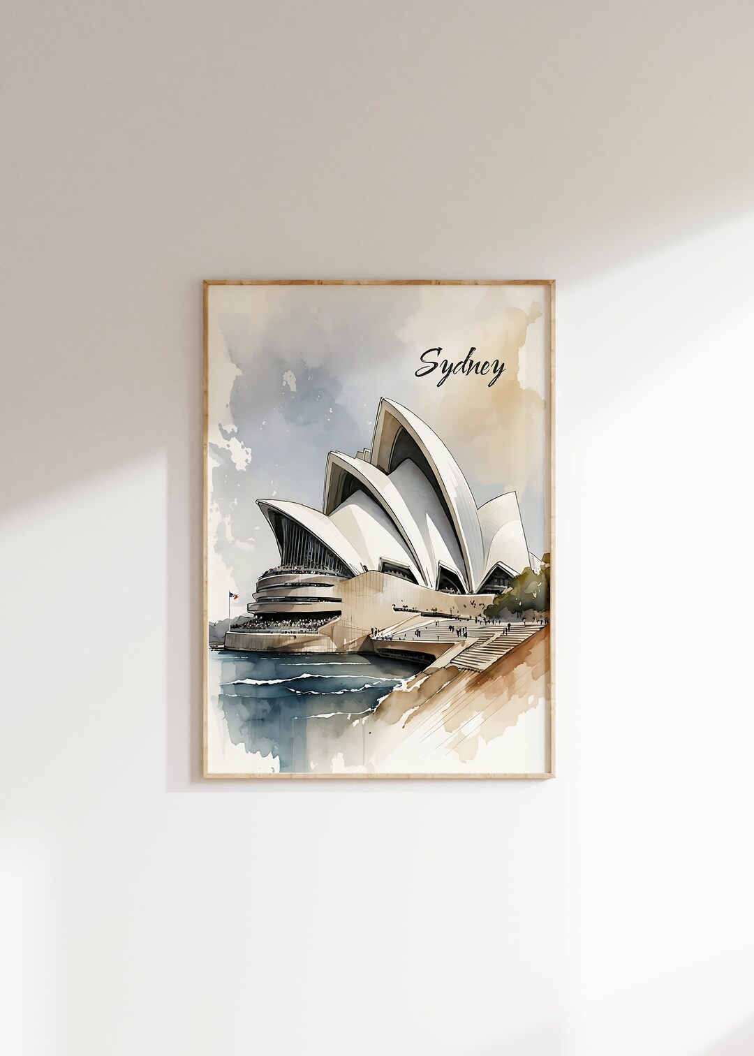 Sydney Watercolor Style Travel Poster With Text | City Wall Art ...