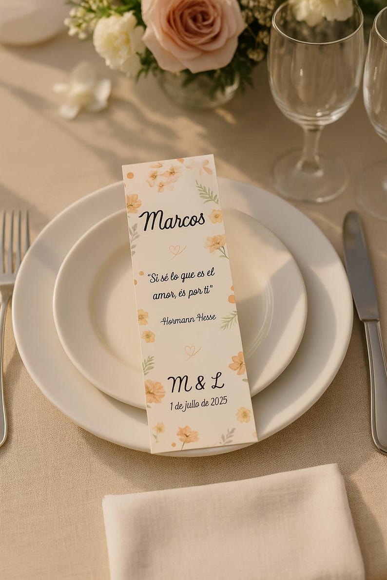 Printable Wedding Bookmarks | Editable Canva Pack | Peach and Yellow ...