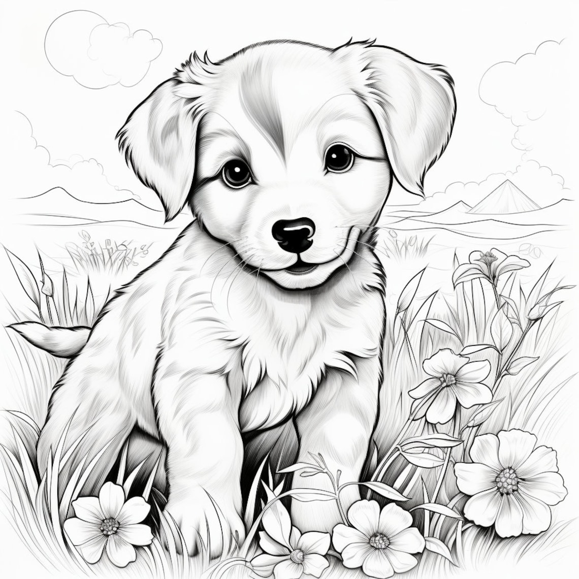 Set of 12 Cute Puppy Coloring Pages - Etsy