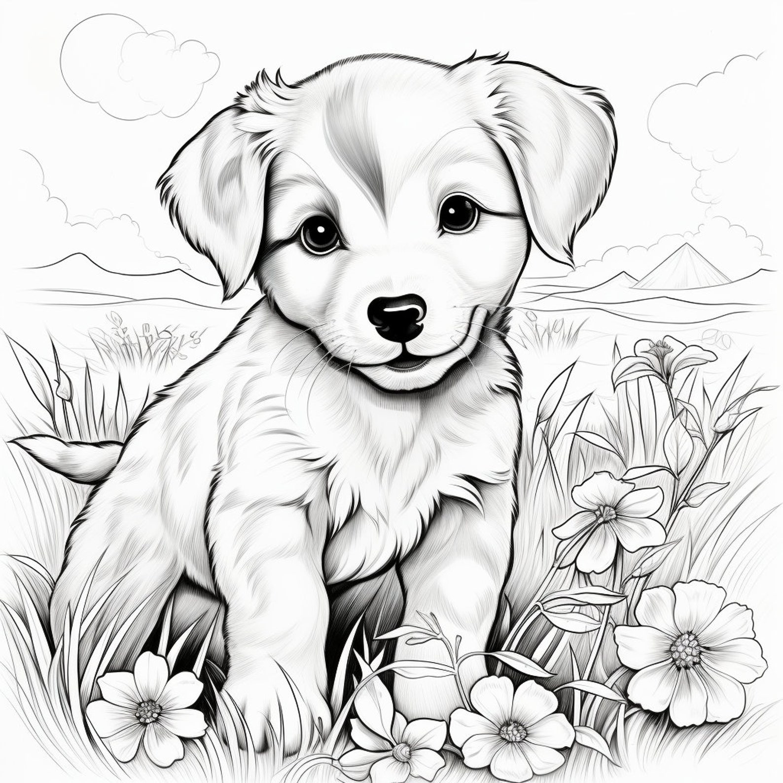 Set of 12 Cute Puppy Coloring Pages - Etsy