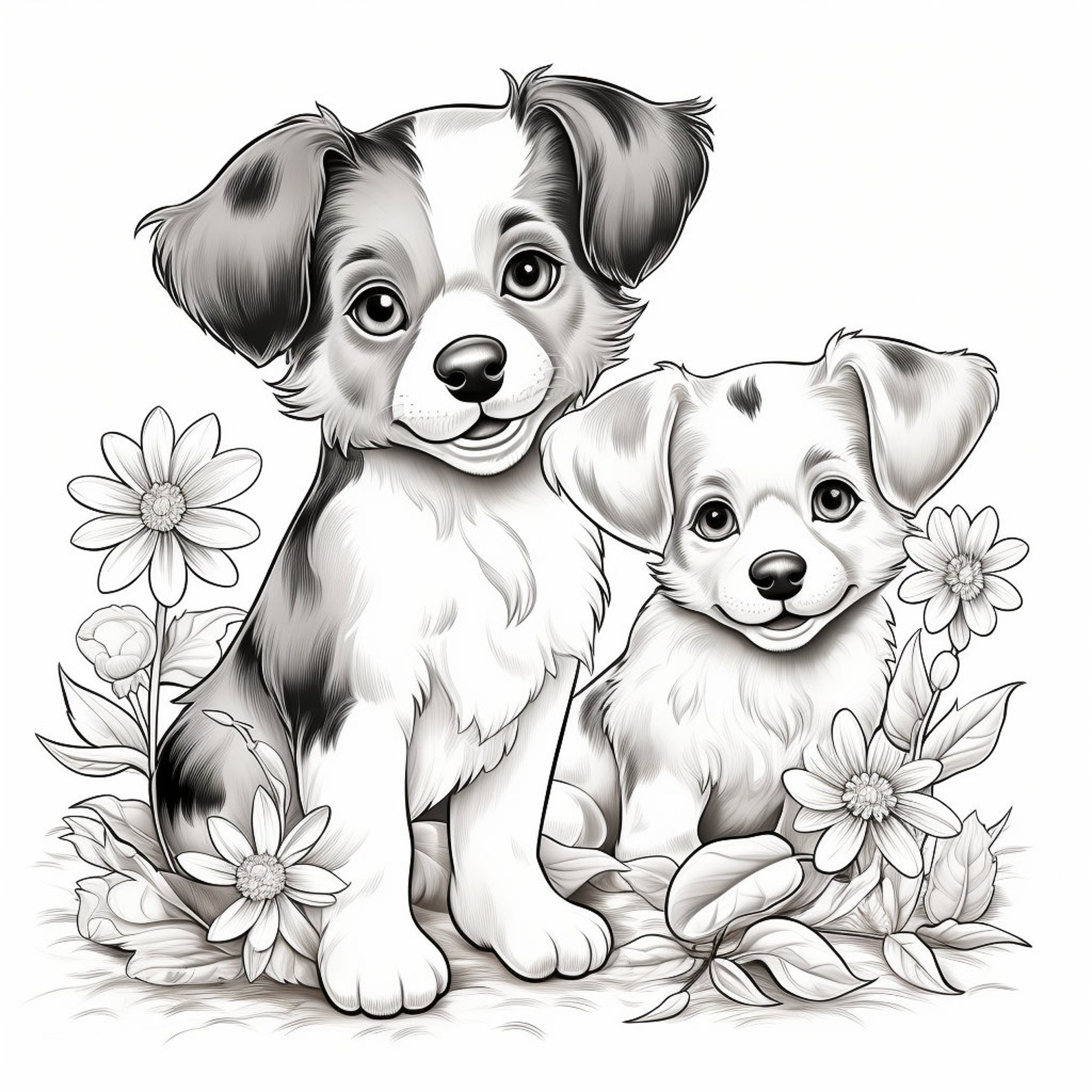 Set of 12 Cute Puppy Coloring Pages - Etsy