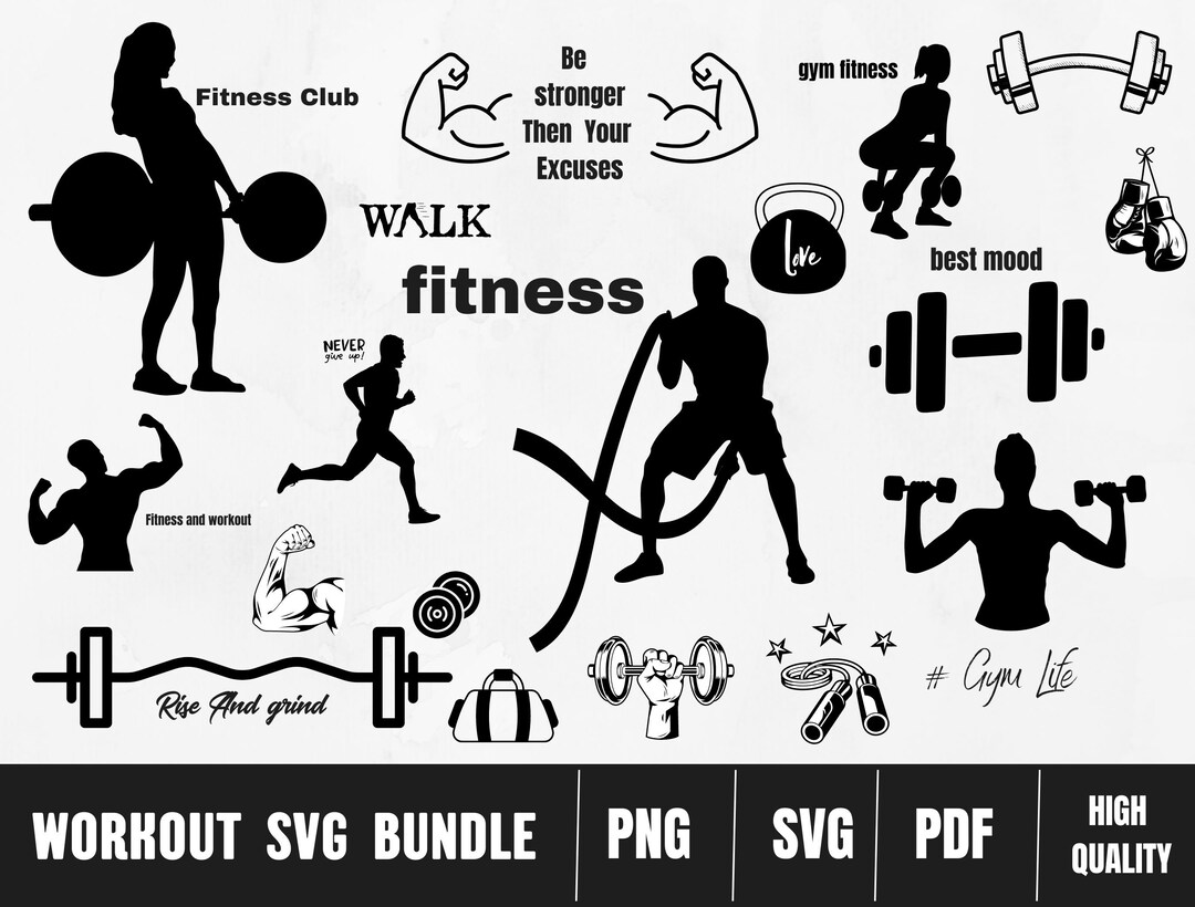 Workout SVG Bundle, Gym SVG Bundle, Fitness SVG, Exercise Svg ...
