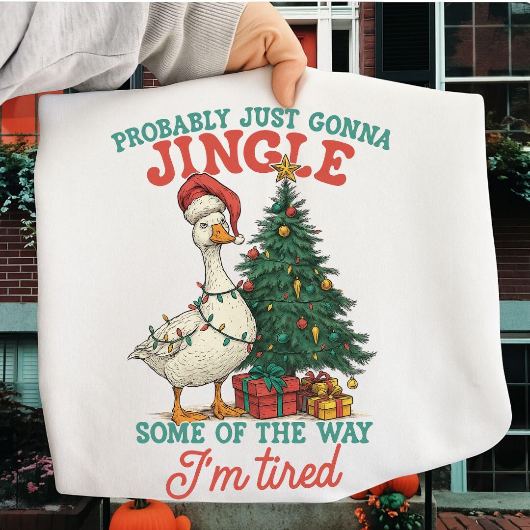 Funny Jingle Tired Goose Christmas PNG: Retro Holiday Design (digital ...