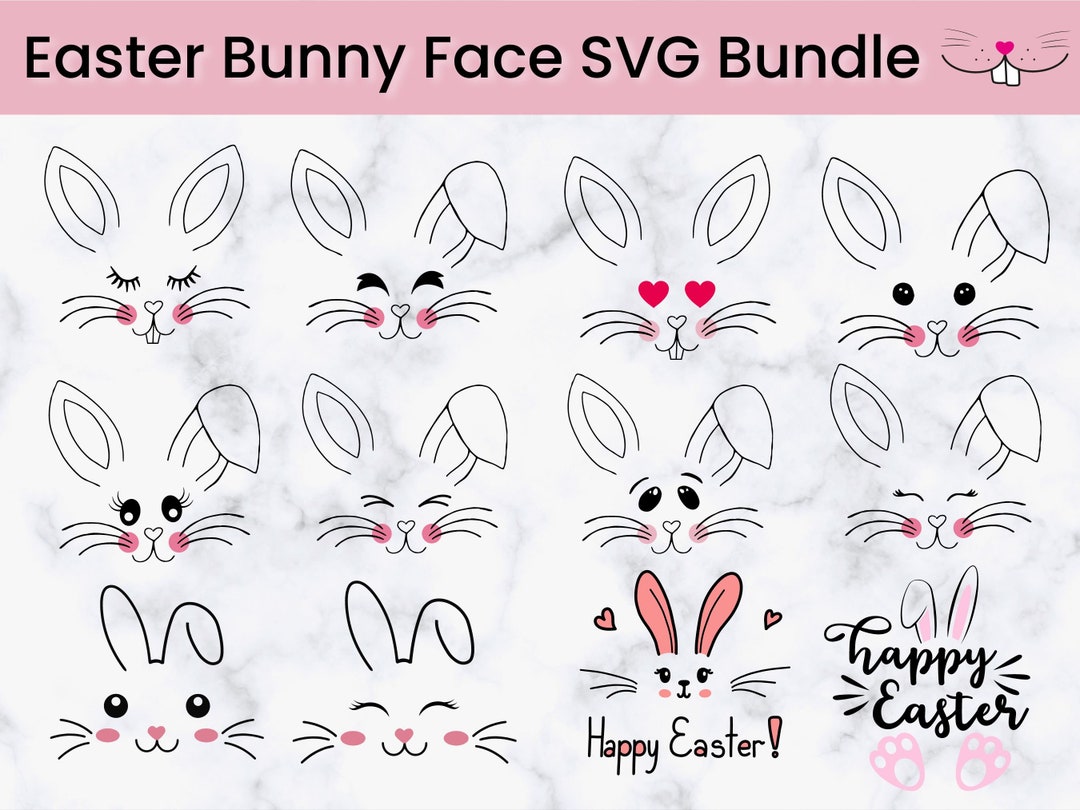 Bunny Face Jpeg, Png, and Svg Easter Bunny Face Svg, Rabbit Face Svg ...