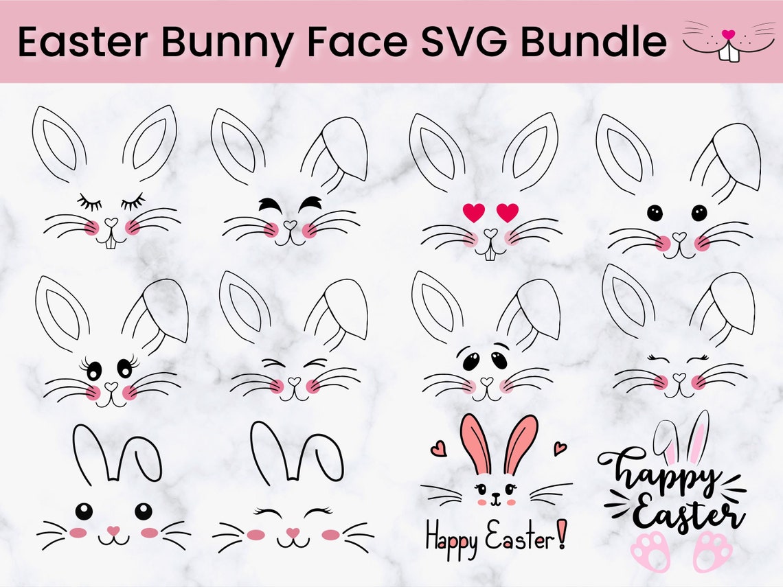 Bunny Face Jpeg, Png, and Svg Easter Bunny Face Svg, Rabbit Face Svg ...
