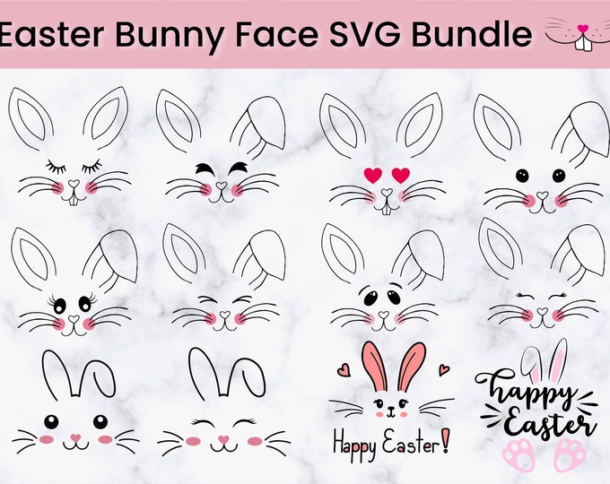 Bunny Face SVG Easter Bunny Svg Pdf Png Easter Cute Bunny Face Digital ...