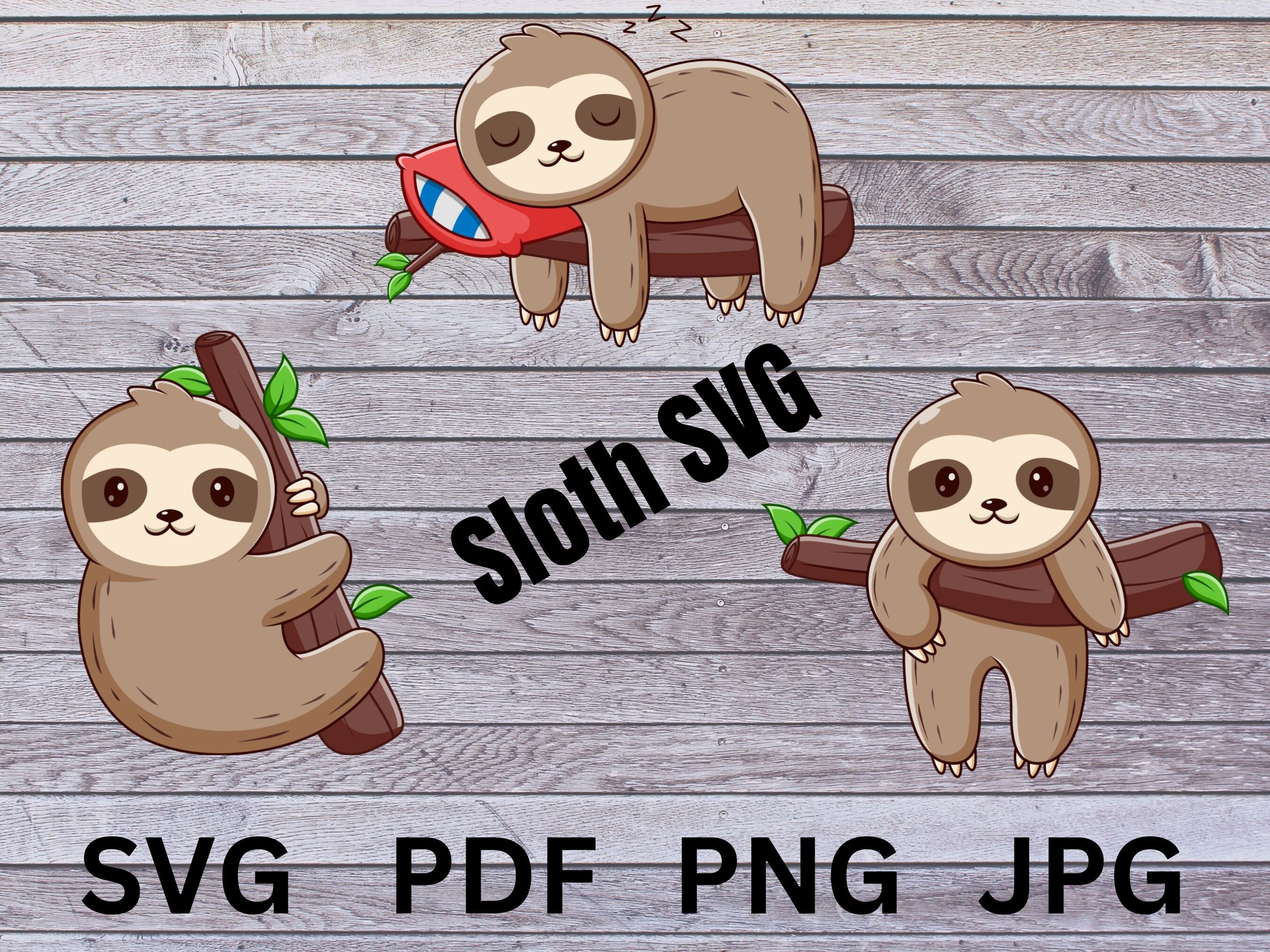 Sloth SVG, Cute Sloth SVG, Hanging Sloth , Sloth Clipart, Baby Sloth ...