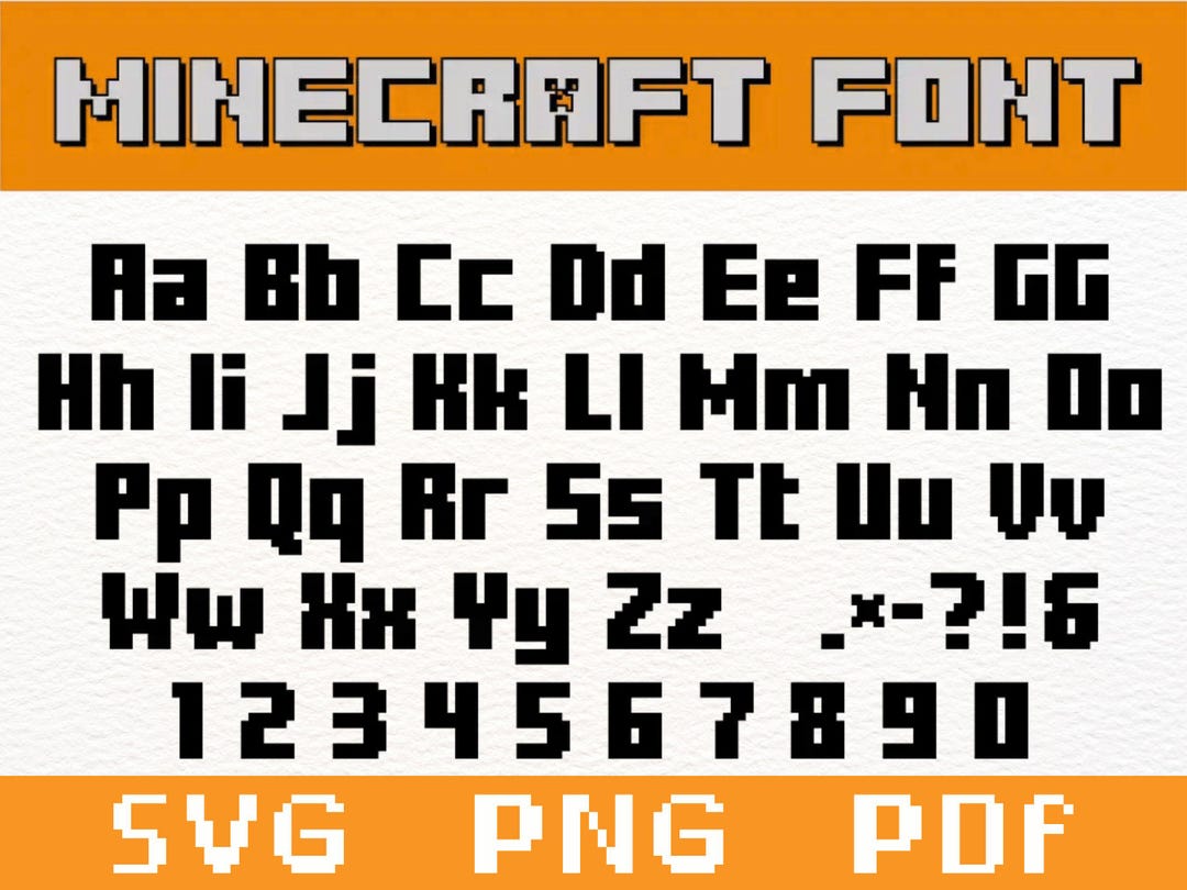 Minecraft Fonts SVG Bundle | Retro Bitmap Fonts for Cricut, Pixel ...