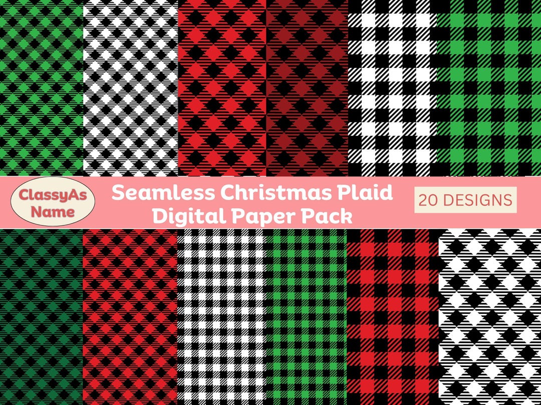 Christmas Plaid Digital Paper Pack: Seamless Tartan Patterns (JPG ...