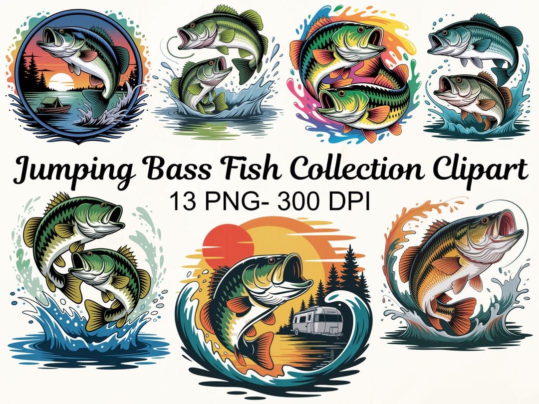 Watercolor Bass Fish Clipart | Angler Art, Fishing Illustration (PNG ...