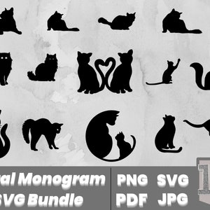 Cat SVG Bundle, Cat PNG Bundle, Cat Clipart, Kitten Svg, Cat Silhouette ...