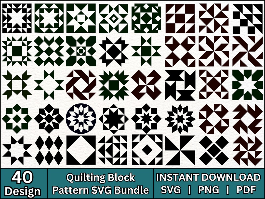 Quilting Pattern SVG Bundle, 40+ Designs, Sewing Patterns, Cricut ...