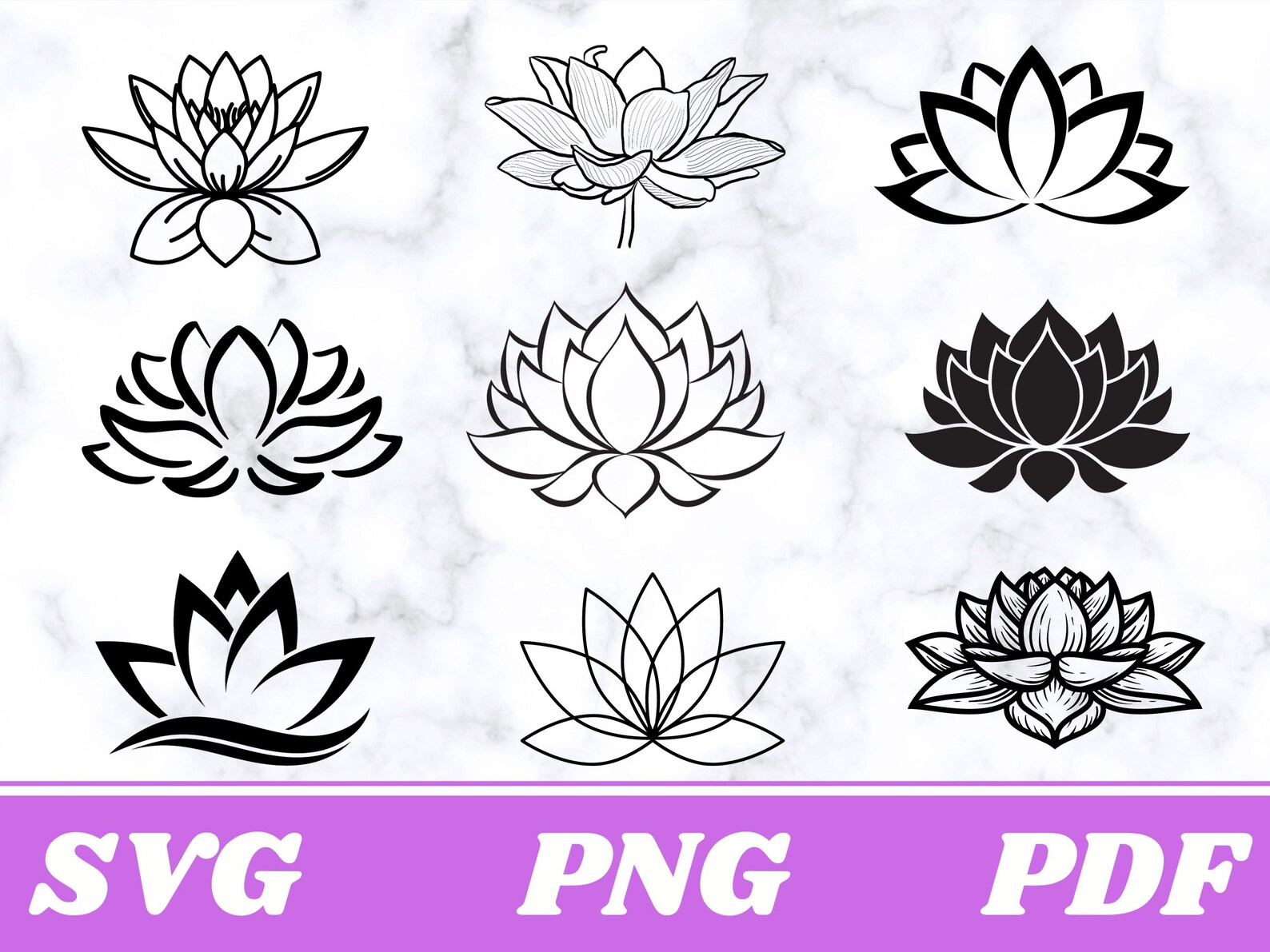 Lotus Svg Bundle, Lotus Png, Lotus Png Bundle, Lotus Silhouette ...