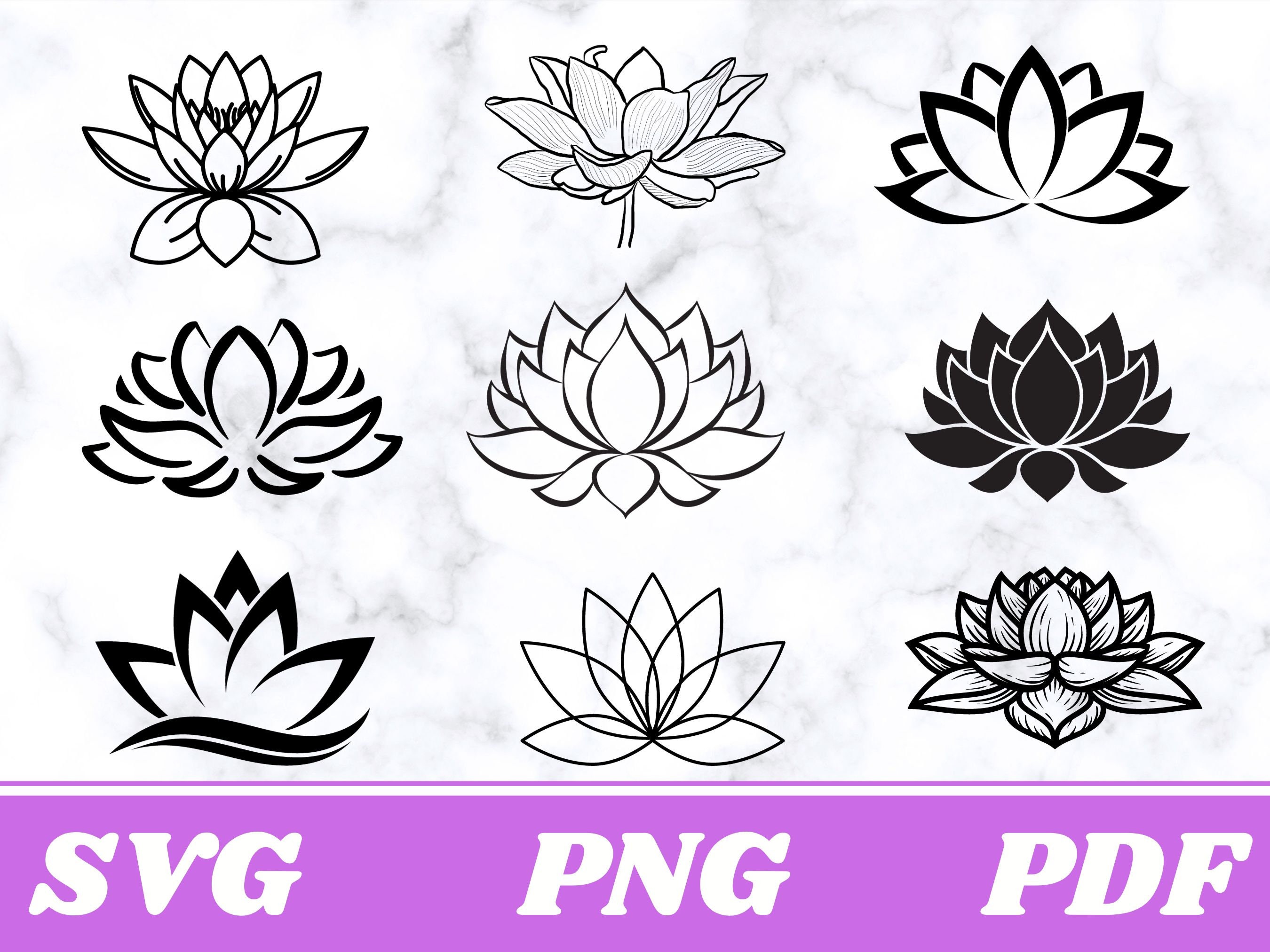 Lotus Svg Bundle, Lotus Png, Lotus Png Bundle, Lotus Silhouette ...