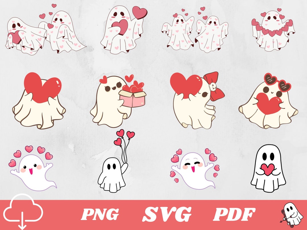 Valentine Ghost Svg Bundle, Valentine's Day SVG, Happy Valentine Svg ...
