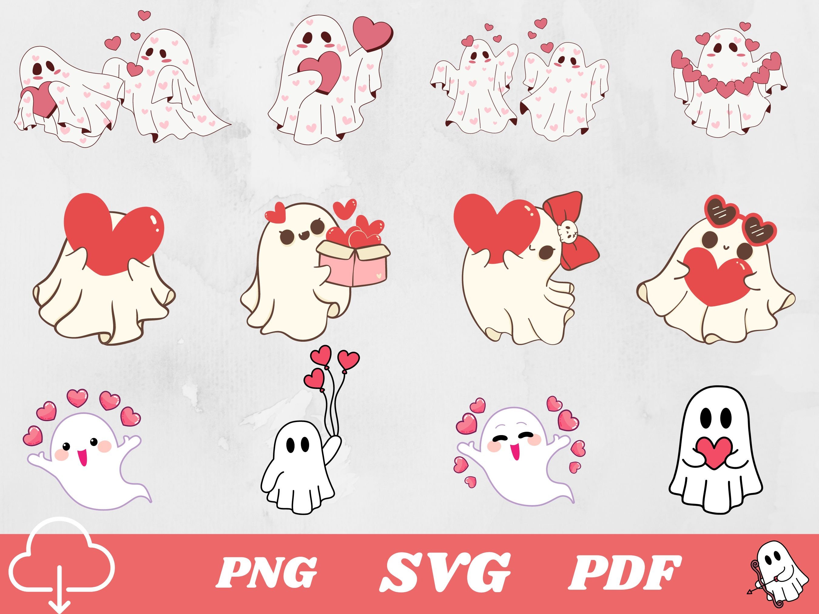 Valentine Ghost Svg Bundle, Valentine's Day SVG, Happy Valentine Svg ...